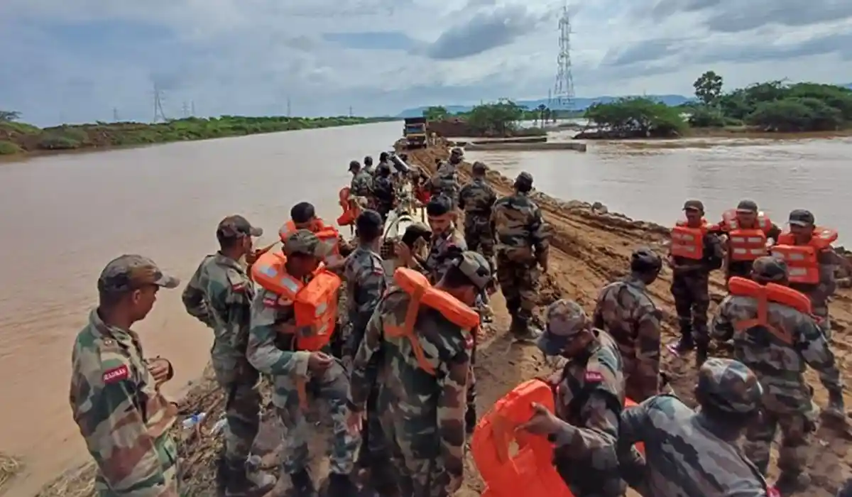 Indian Army Deploys Troops for Flood Relief in Vijayawada Amid Canal Breach